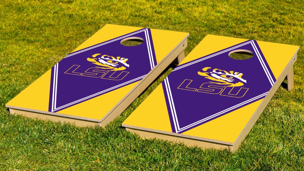LSU Diamond Cornhole Boards | Custom Gamez